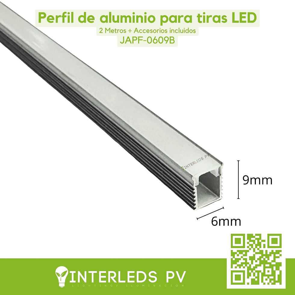 Perfil de aluminio 2mts sin ala JAPF-0609B | InterLEDs PV