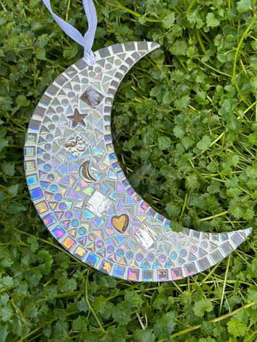 Grey And Silver Cresent Moon | Mom's Mosaics