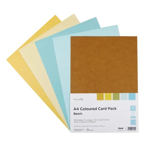 Seaside - A4 Coloured Card Pack - 180gsm - 50pk | Craftmania