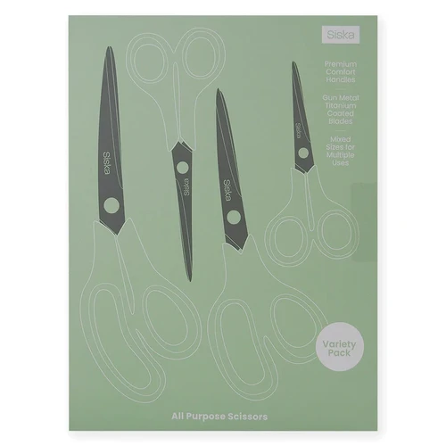 All-purpose scissors - Assorted pack of 4 Scissors By Siska | Craftmania