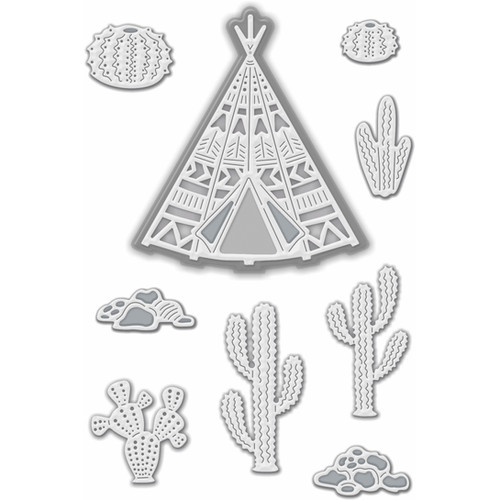 SD Tipi /Tepee with Cacti and Rocks - Cutting Die By Sweet Dixie ...