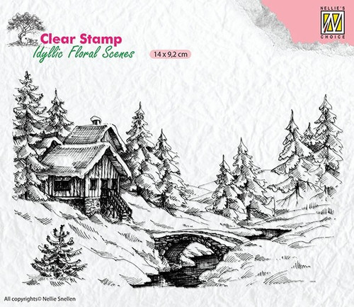 Winter Cabin - Scene - Clear Stamp | Craftmania