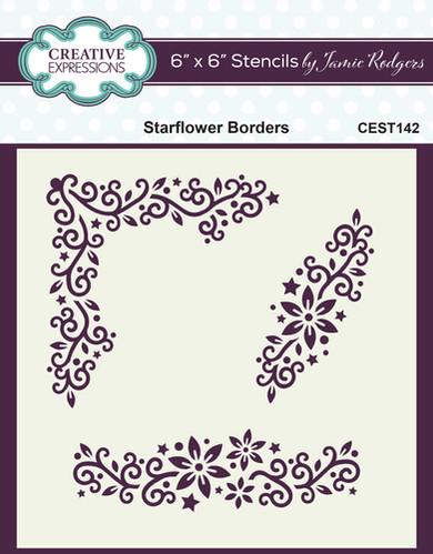 Starflower Borders - 6 in x 6 in - Stencil By Jamie Rodgers | Craftmania