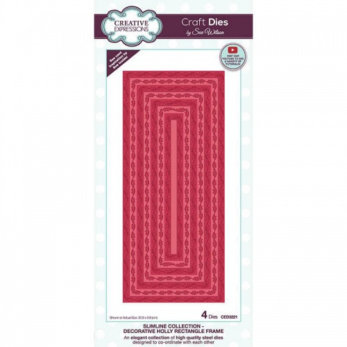 Decorative Holly Rectangle Frame - Slimline Craft Die By Sue Wilson ...