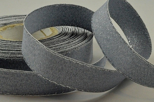 Silver Lurex - Woven Edge Ribbon - 19mm Wide - 25mtr Reel | Craftmania