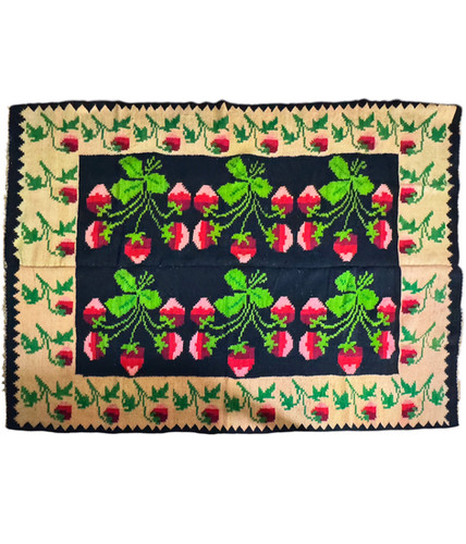 Romanian carpet made in wool, bohemian design with strawberries | MADE ...