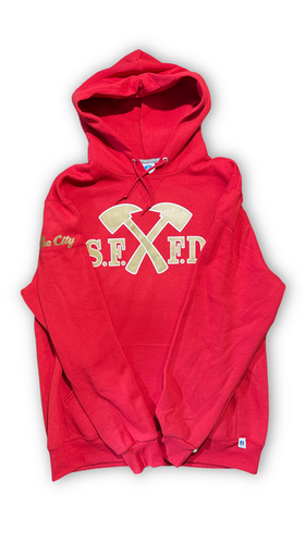 SFFD Cross Axe Red/Gold Hooded Sweatshirt | Bay Area Fire Store