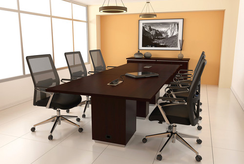 16 ft Conference Table with Power Outlets and USB Chargers