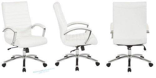 Ergonomic Mid Back Office Chair in White Gray Black Leather