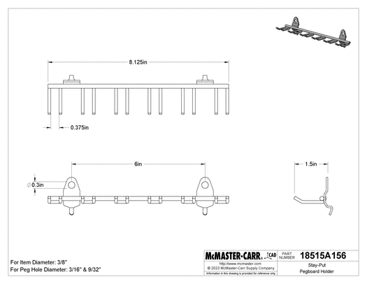 Multi-Prong Tool Holder, 1-1/2" Projection, 5 Count | T-Grid Tools