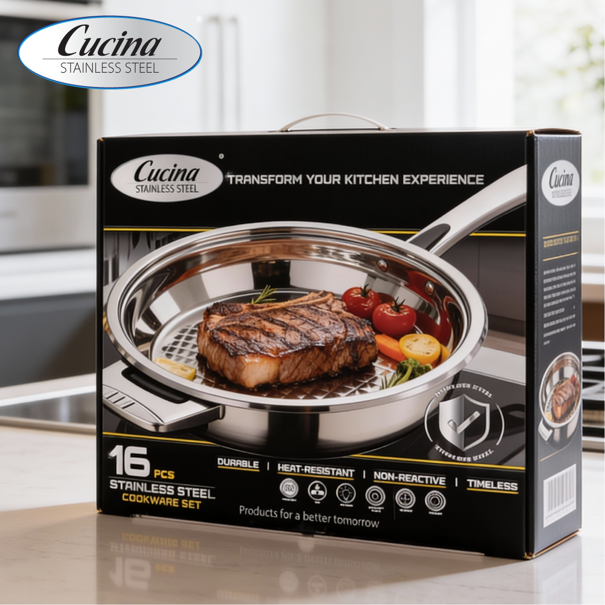 CUCINA STAINLESS STEEL 16PCS COOKWARE SET | Innovative Ideas