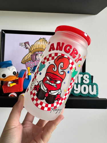 Anger Inside Out 16oz Frosted Beer Can Glass | Ears To You Creation