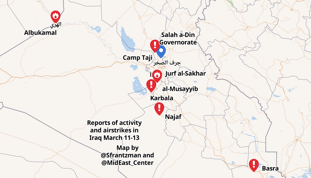 Mapping the US retaliation for the Camp Taji attack March 11-13
