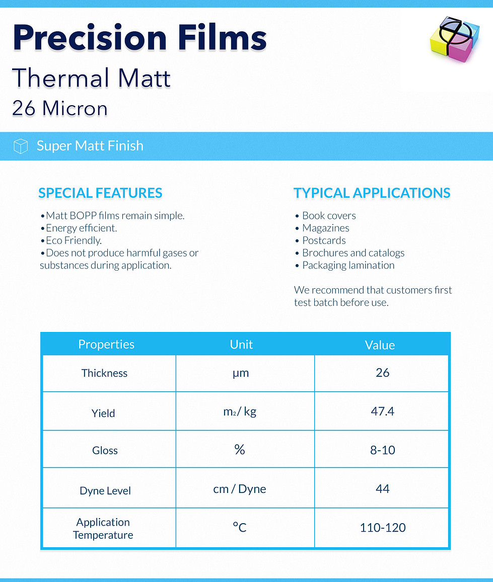 Thermal Matt Lamination Film| Precision Films