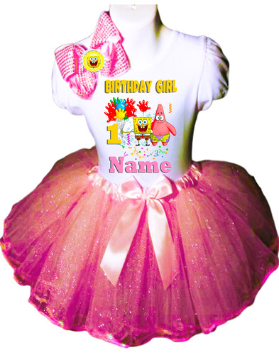 SpongeBob Squarepants Outfit Pink Tutu Party Dress Shirt Girl Birthday ...