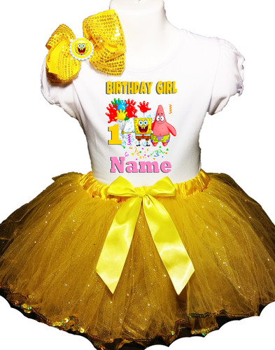 SpongeBob Squarepants Outfit Yellow Tutu Party Dress Shirt Girl ...
