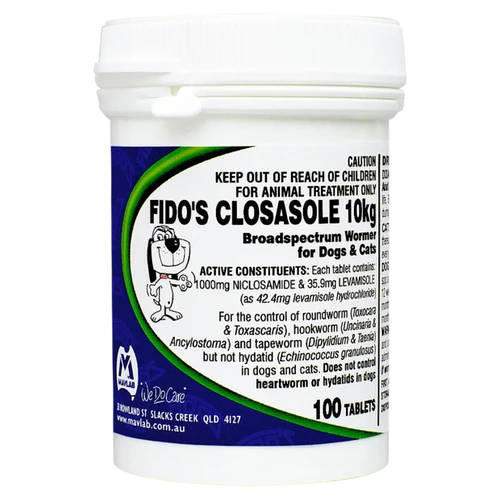 FIDO'S Closasole Broadspectrum Wormer 1ea 10kg | Pet Menu