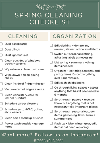 Spring Cleaning Checklist | Reset Your Nest