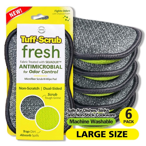 TUFF-SCRUB FRESH ANTIMICROBIAL & CHARCOAL SCRUB-N-WIPE PADS, 6-PACK ...