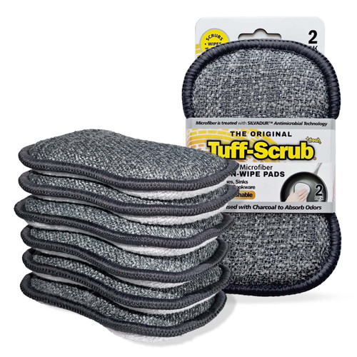 TUFF-SCRUB FRESH ANTIMICROBIAL & CHARCOAL SCRUB-N-WIPE PADS, 6-PACK ...