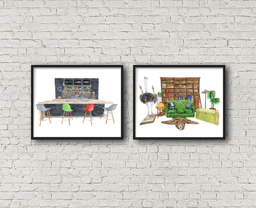 *PACKAGE DEAL* theCHIVE Print Set - Copper Bar and HQ Entryway Scene ...