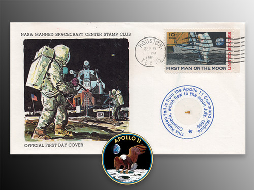 Apollo 11 First Day Cover with Flown Kapton Foil | Orbital Artifacts