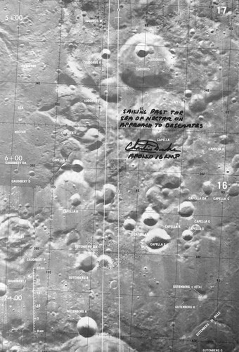 Apollo 16 Lunar Orbit Map 16-17 - "Sailing Past Sea of Nectar" - Signed ...
