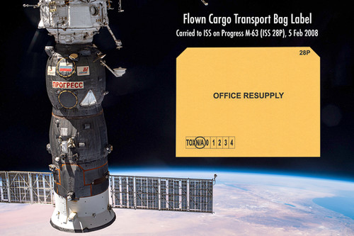 Flown ISS-28P Cargo Label (Progress M-63) | Orbital Artifacts