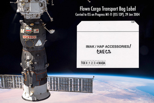 Flown ISS-13P Cargo Label (Progress M1-11 & Shuttle) | Orbital Artifacts