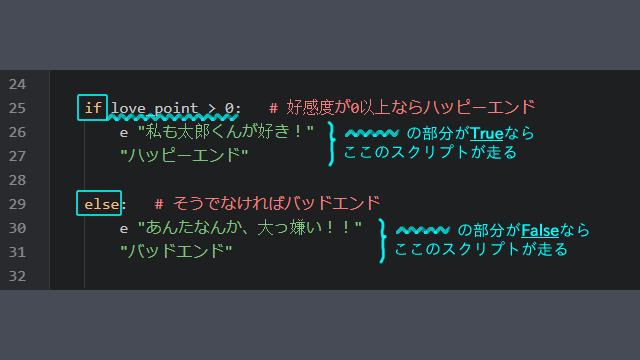 Ren'Pyユーザー向けPython講座 - 04.条件分岐（if文）