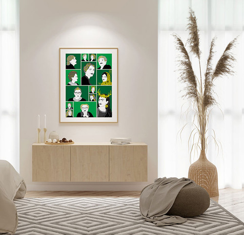 Role Model Women Collage GREEN Color Painting | Marina Manukian Art