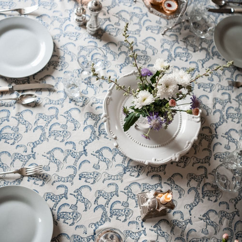 The Spotty Horse Tablecloth (Blue/Cream) | The Spotty Horse 2