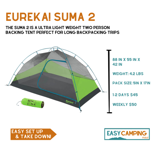 Backpacking Tent Rentals Maui - Eureka! Suma 2-Person Tent with Rainfly ...