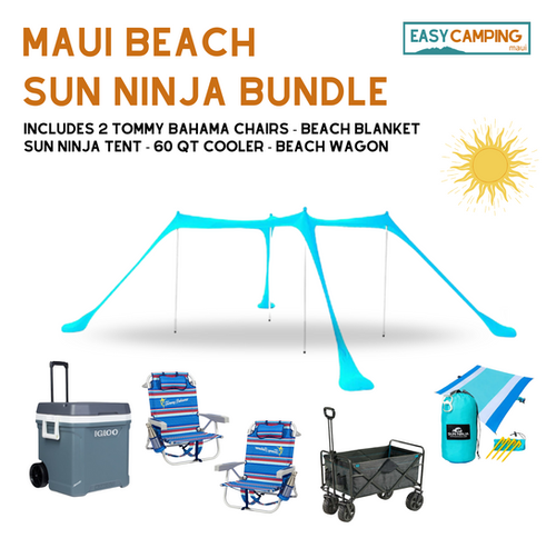 Maui Beach Sun Ninja Bundle: 2 Tommy Bahama Chairs, 8-Person Sun Ninja ...