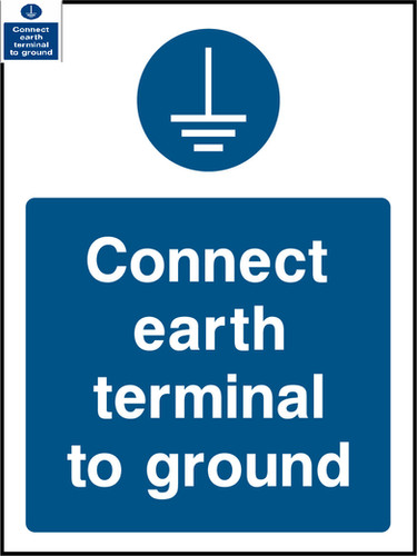 Connect Earth Terminal To Ground Sign | Signland