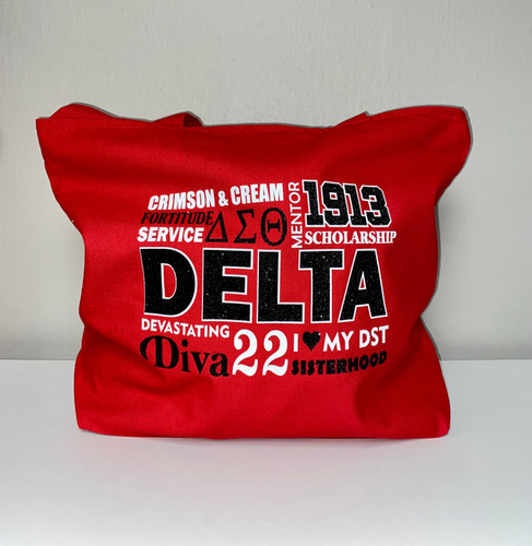 Delta Terms Glitter Tote Red | mydivaboutique