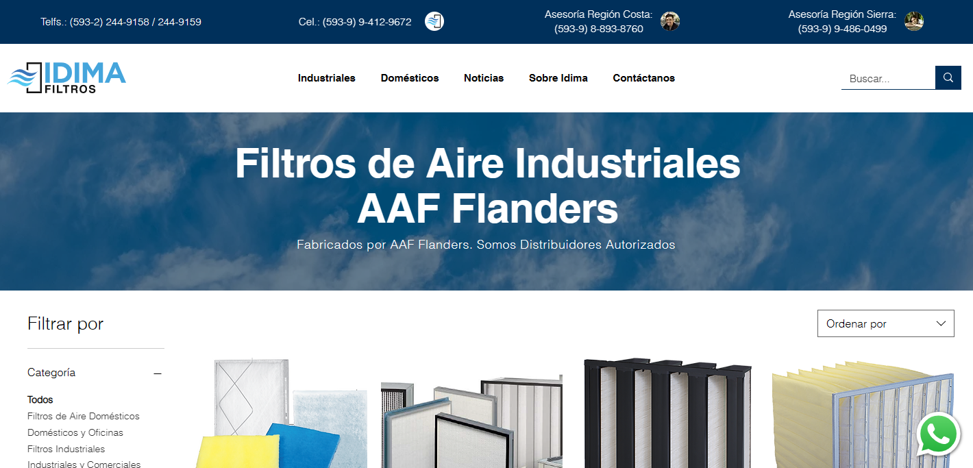 Filtros de Aire Industriales AAF en Quito por IDIMA. Contáctanos.