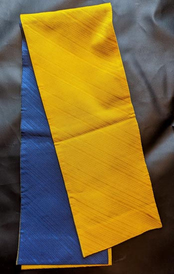 Bold Yellow & Dark Blue Hanhaba Obi | Ohio Kimono