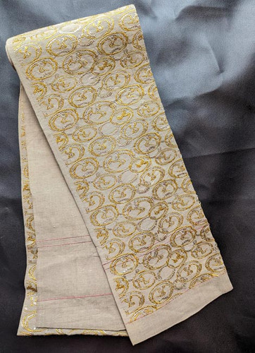 Oyster Grey & Yellow Hanhaba Obi | Ohio Kimono