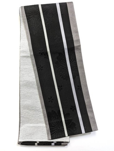 Black & Grey Hanhaba Obi | Ohio Kimono