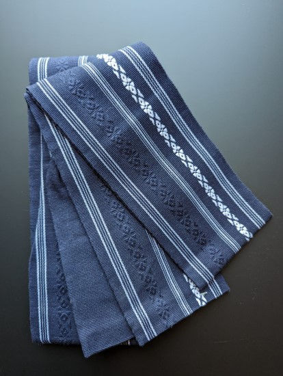 Navy Blue & White Kaku Obi | Ohio Kimono