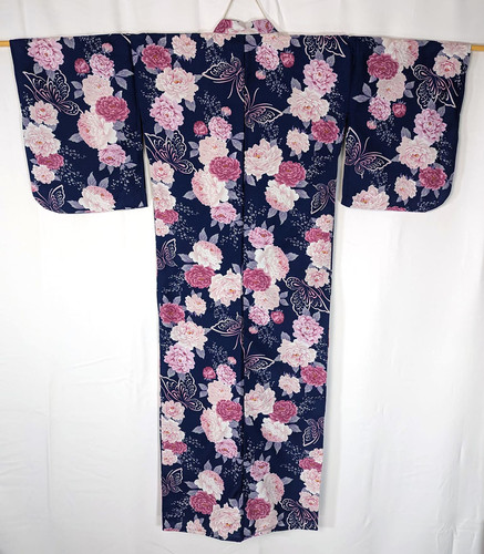 Dark Blue & Pink Yukata | Ohio Kimono