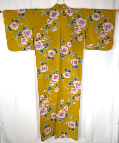 Mustard Yellow & Pink Yukata | Ohio Kimono