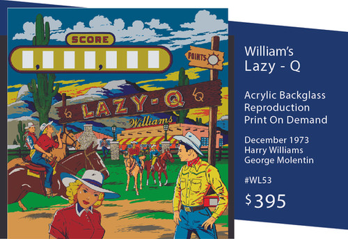 Lazy -Q 1953 Williams #WL53 | Pinball Backglass