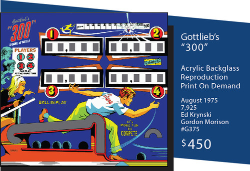 300 1975 Gottlieb | Pinball Backglass