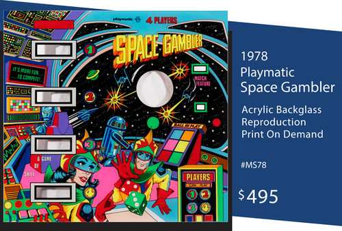 Space Gambler 1978 Playmatic #MS78 | Pinball Backglass