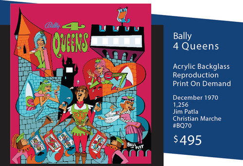 4 Queens Bally #BQ70 | Pinball Backglass