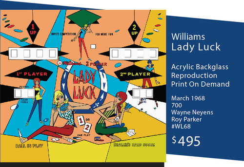 Lady Luck 1968 Williams #WL68 | Pinball Backglass