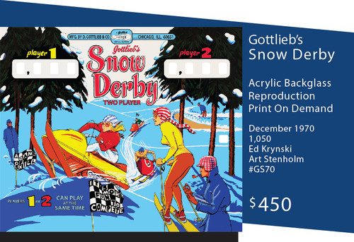 Snow Derby 1970 Gottlieb | Pinball Backglass