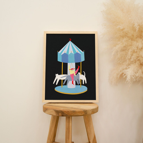 Cat Carousel Print | Little Black Cat